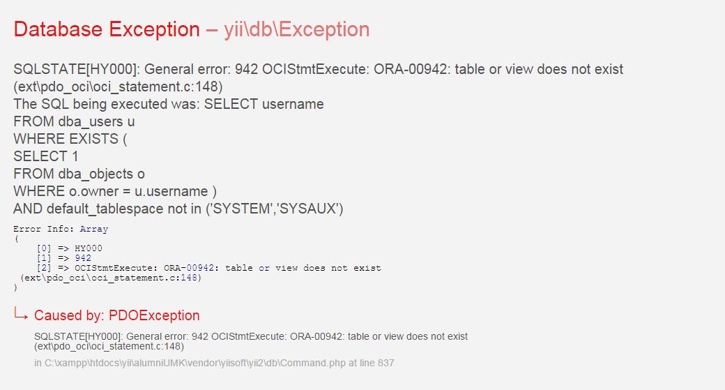 Database Exception - Bug Discussions - Yii Framework Forum